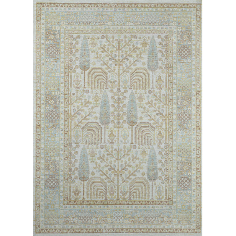 Bungalow Rose Ange Performance Ivory/Sea Green Rug & Reviews | Wayfair