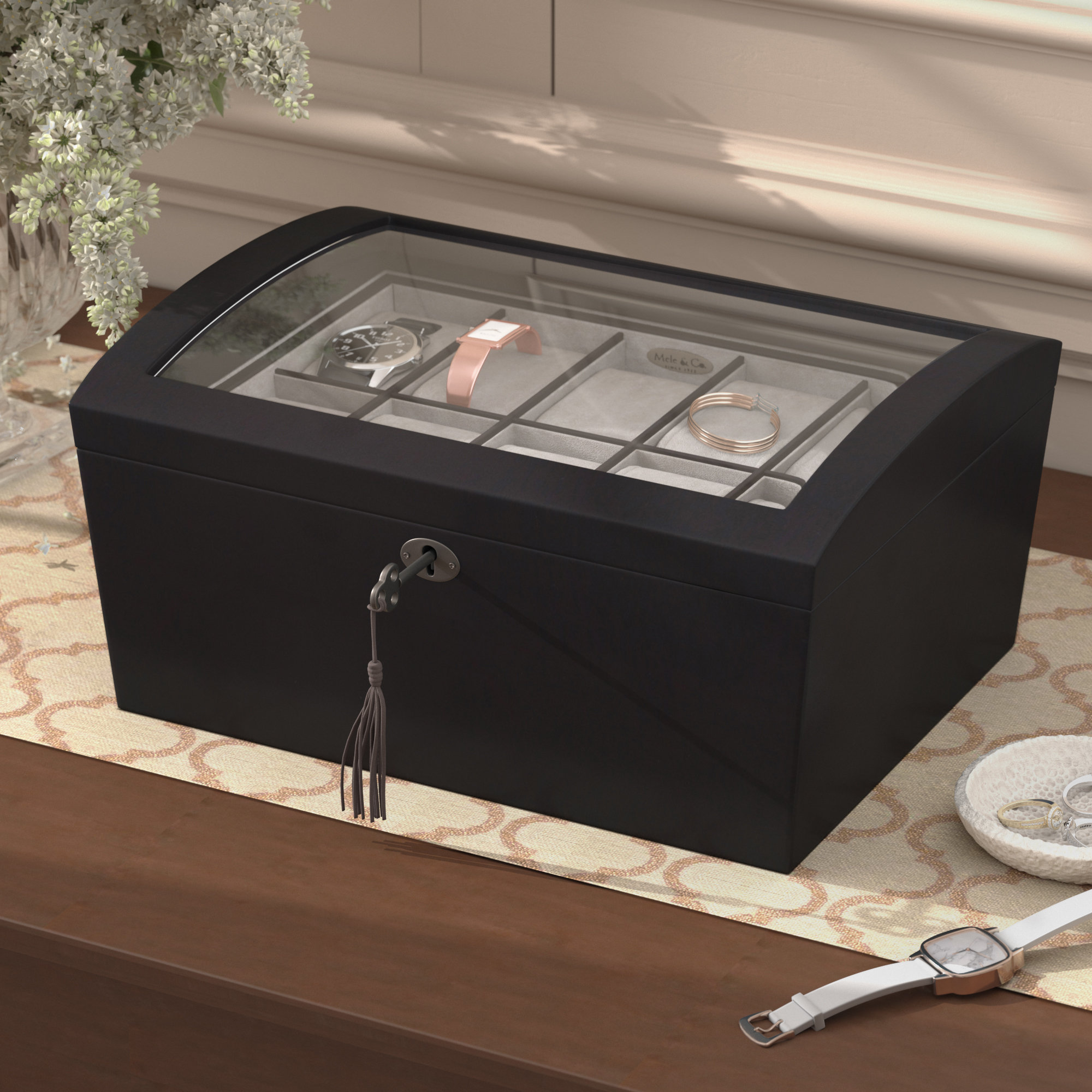 Darby Home Co Locking Glass Top Watch Box & Reviews | Wayfair