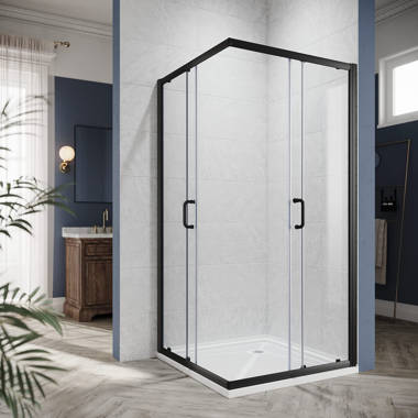 E.L. Mustee & Son Durastall 30'' x 73'' Square Sliding Shower Enclosure ...