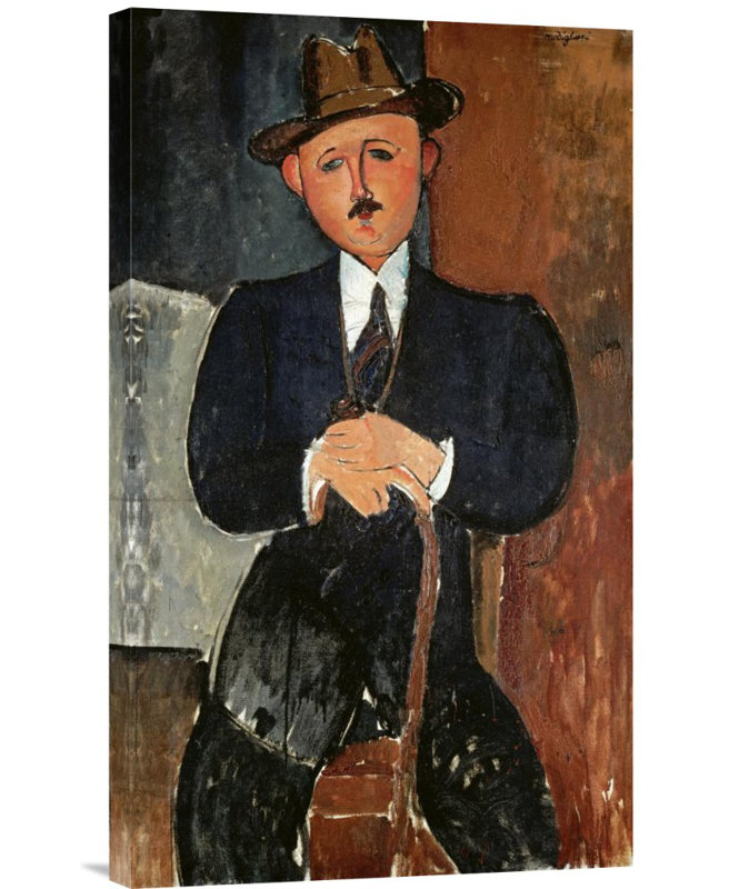 Global Gallery Seated Man (Leaning On A Cane) by Amedeo Modigliani ...