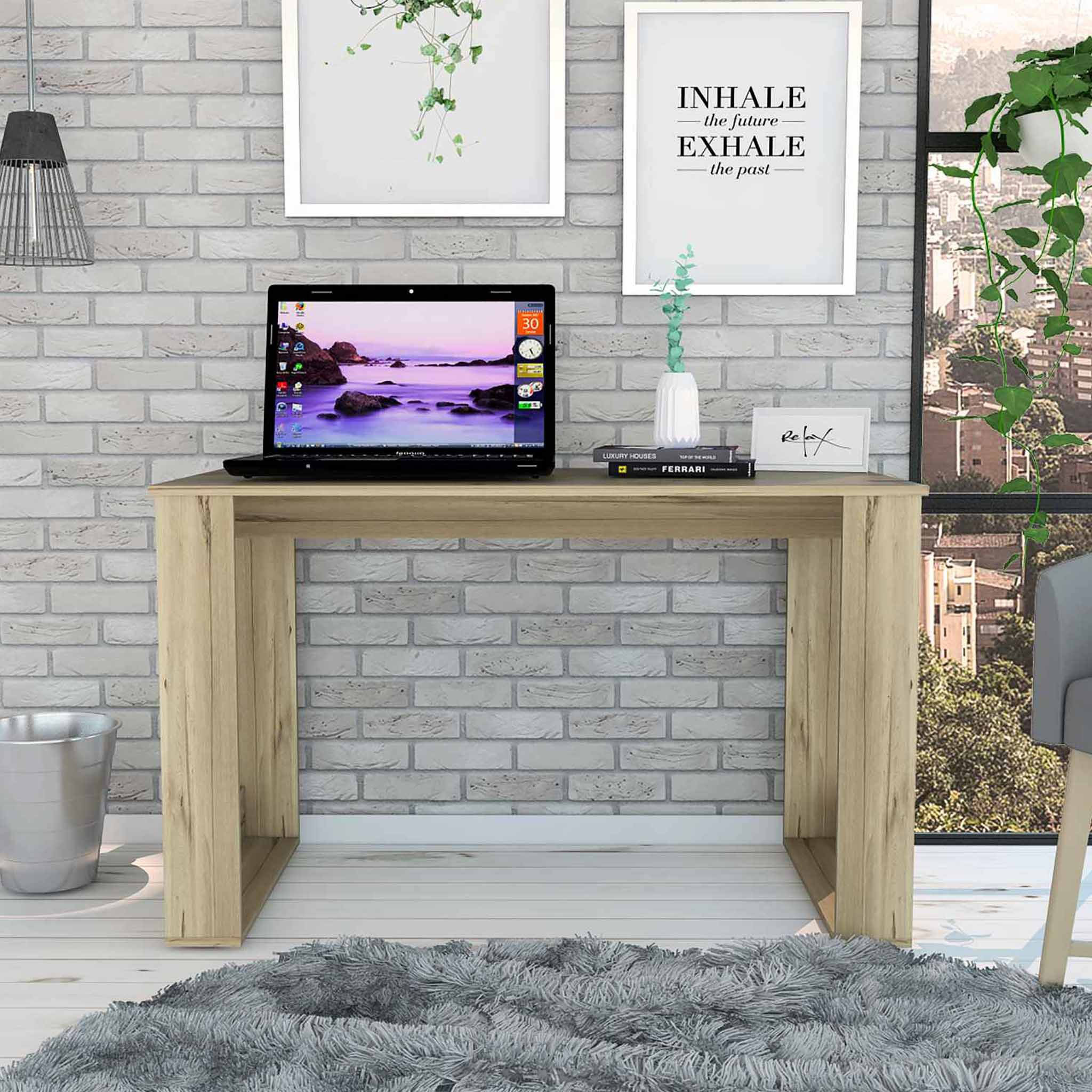 ZeaZu Minimalist Natural Espresso Computer Desk | Wayfair