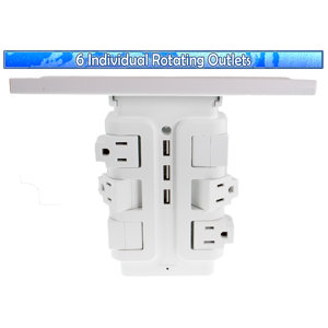 5 Star Super Deals Wall Power Rotating Outlet Shelf - 6 Rotating ...