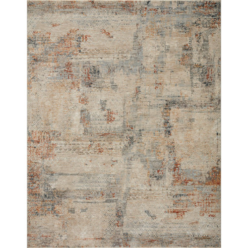 17 Stories Kanesha Performance Sand/Gray Rug | Wayfair