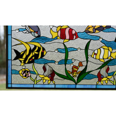 Rosecliff Heights Fish Under the Sea Stained Glass Window Panel | Wayfair
