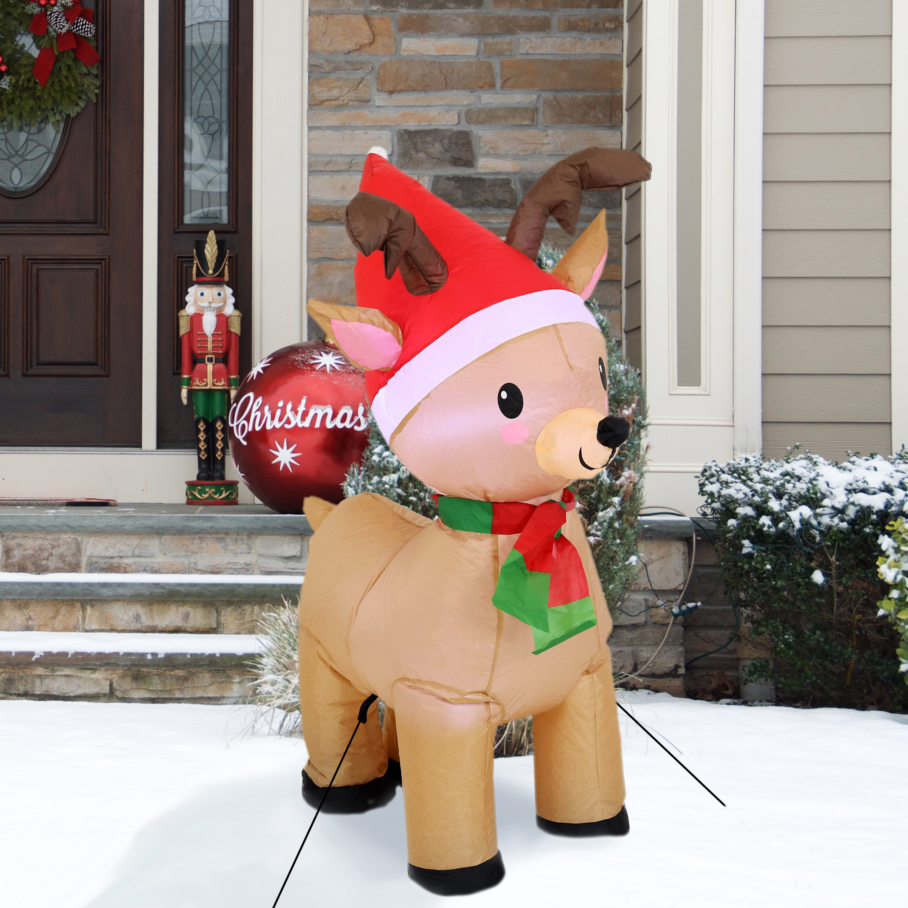The Holiday Aisle® Reindeer Inflatable | Wayfair