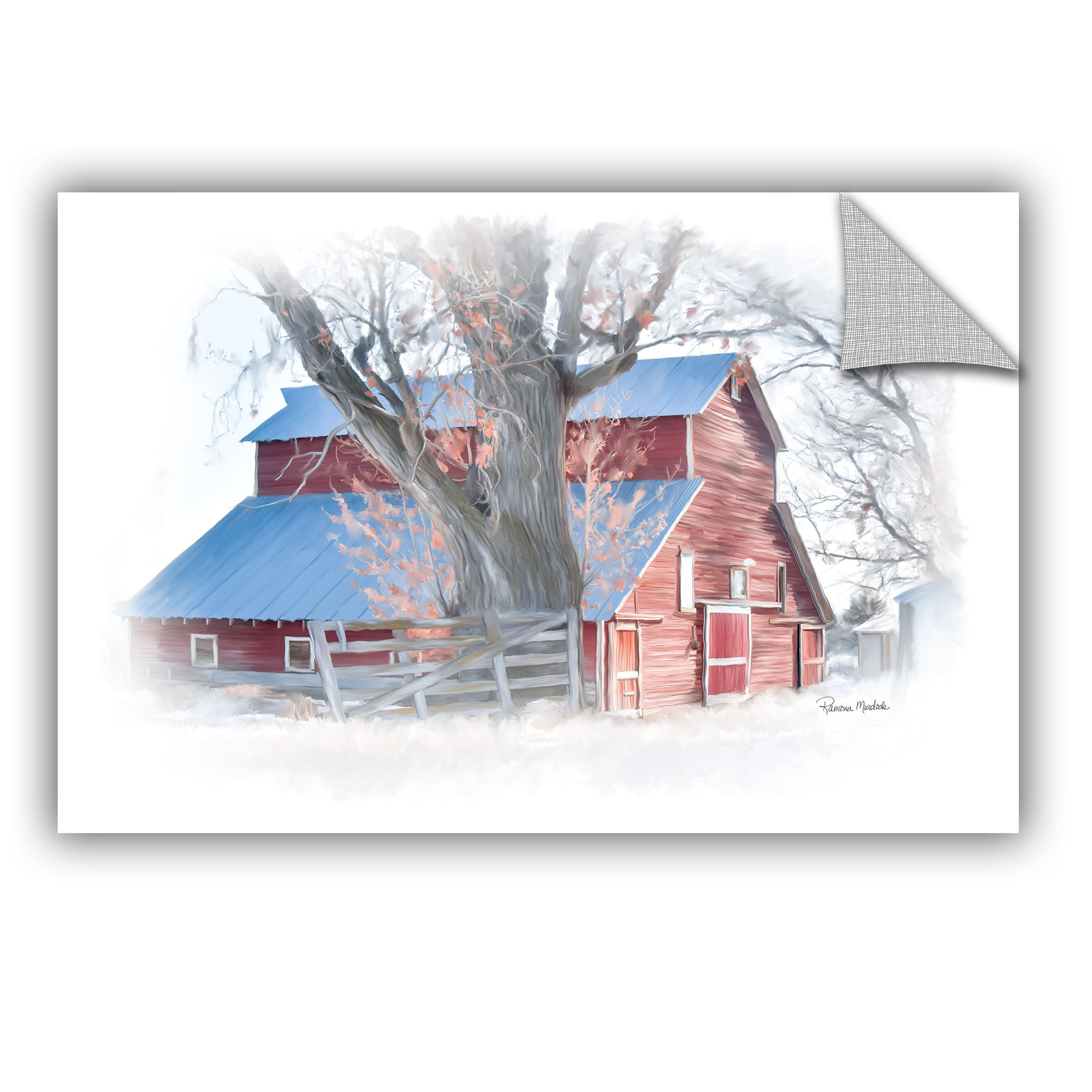 ArtWall Red Barn' by Ramona Murdock Removable Wall Decal | Wayfair
