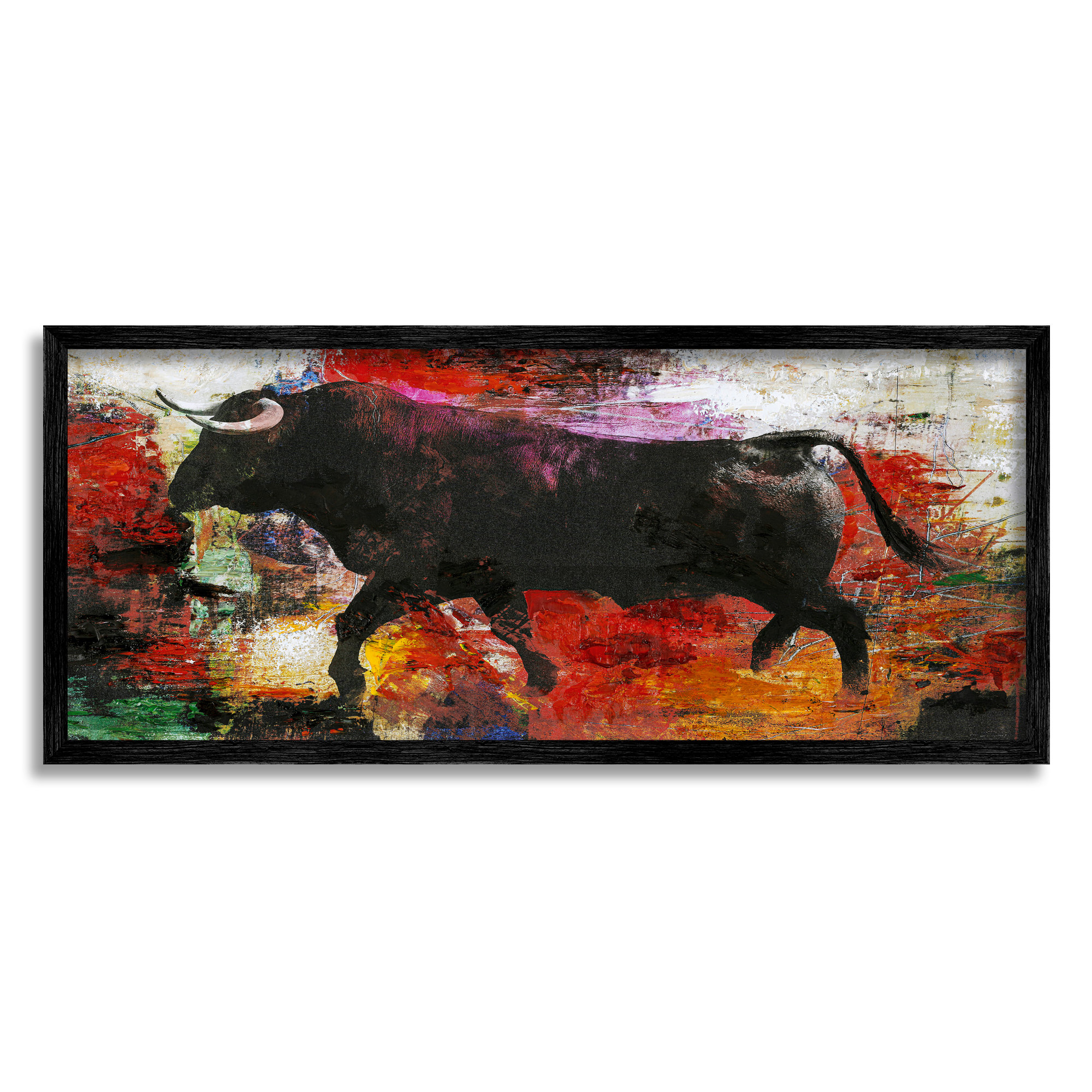 Stupell Industries Layered Street Style Racing Bull Vivid Red Splatter ...