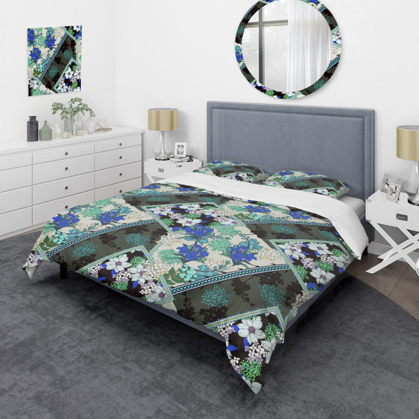 Red Barrel Studio® Blue And Green Patchwork Duvet Cover Set | Wayfair