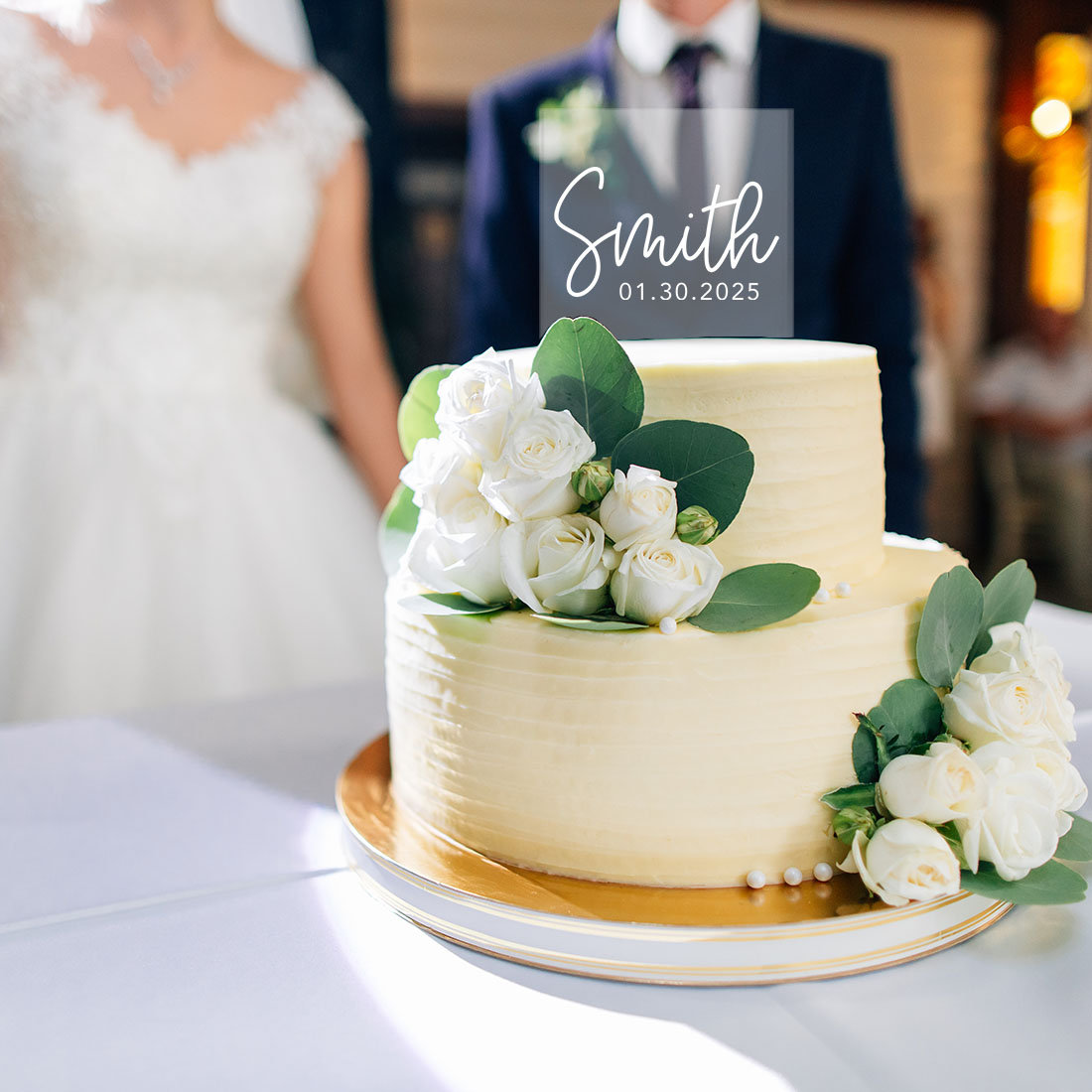 Koyal Wholesale Script Last Name with Date Custom Wedding Cake Topper ...