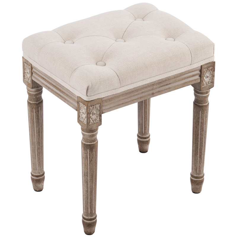 Ophelia & Co. Ironton Solid Wood Vanity Stool | Wayfair