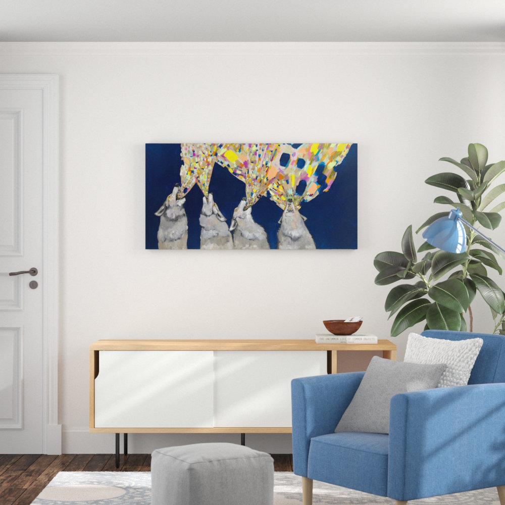 Ebern Designs Four Wolves Howling by Eli Halpin - Unframed Graphic Art ...