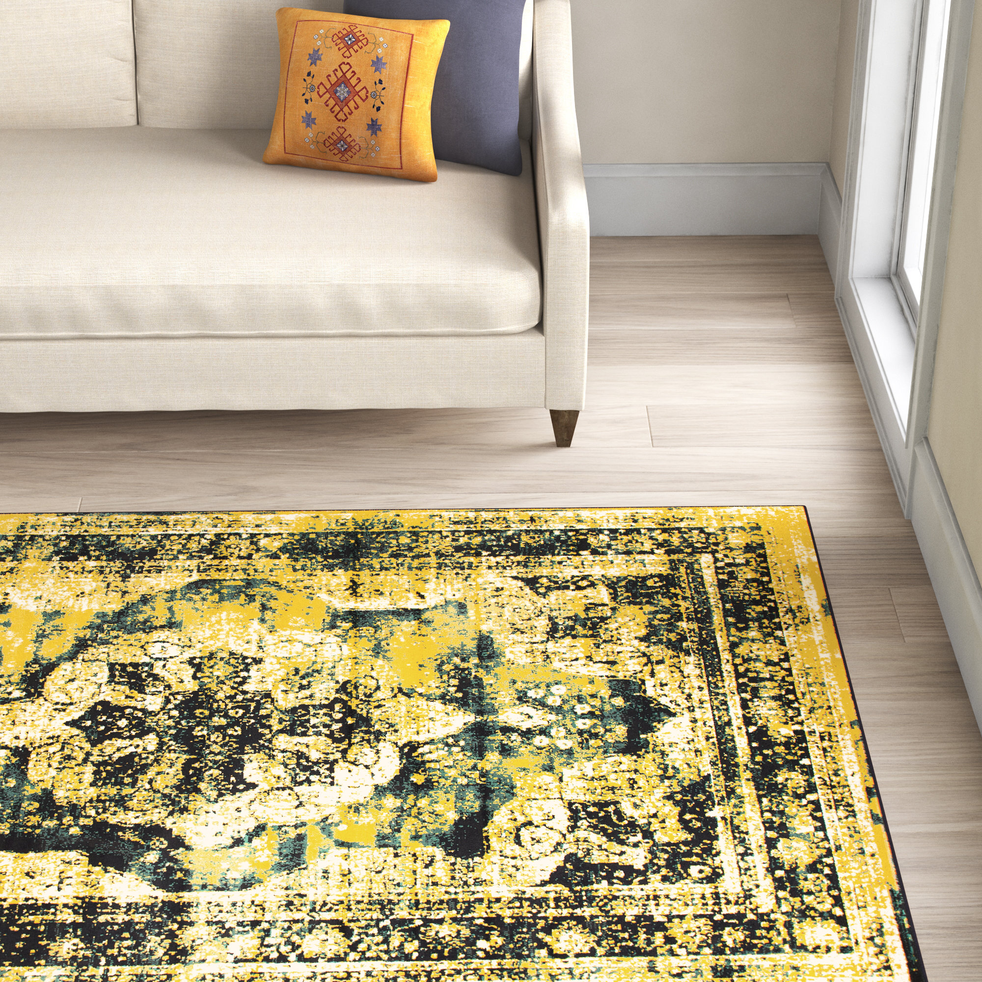 Mistana™ Brandt Oriental Yellow Area Rug & Reviews | Wayfair