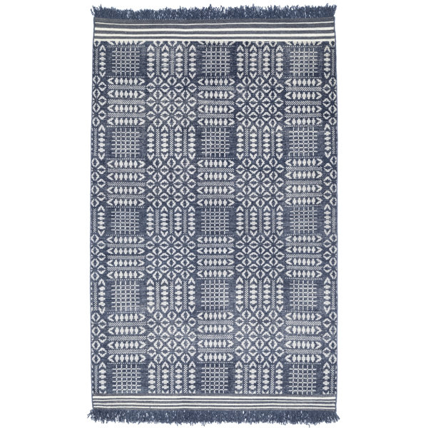 Handmade Navy/White Rug | Birch Lane