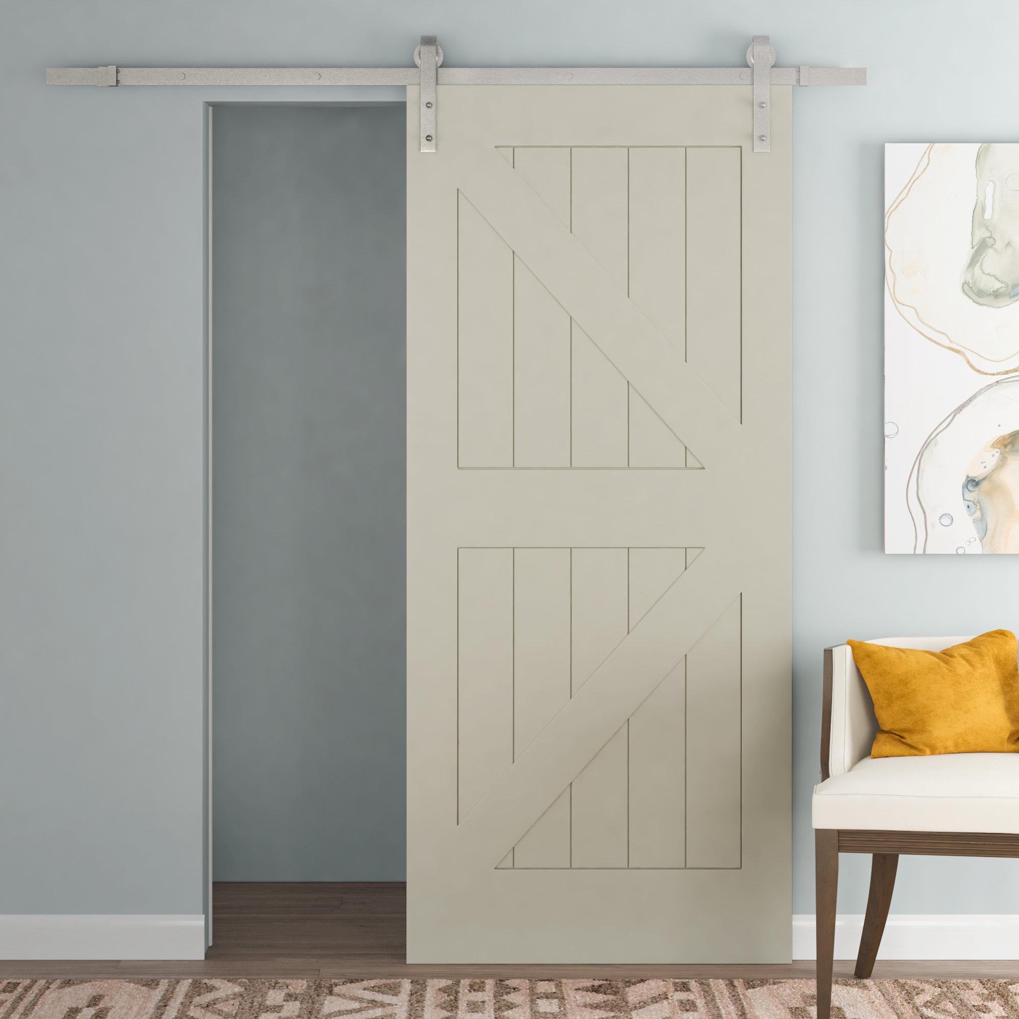 Trimlite Primed K-Bar Interior Barn Door with Track & Hardware Kit ...