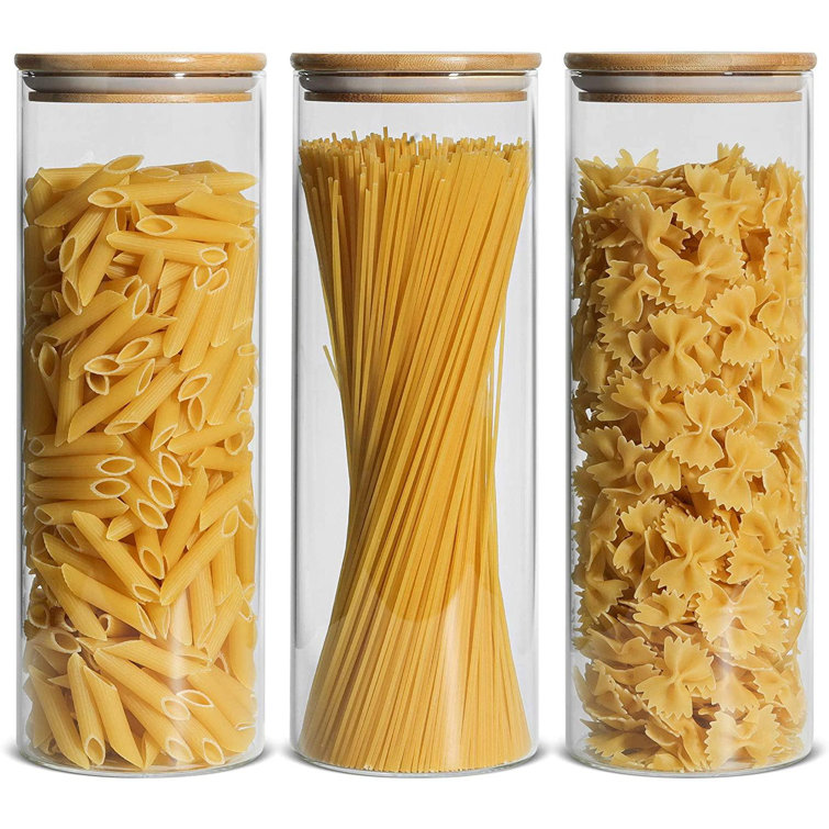 Latitude Run® Glass Spaghetti Pasta Storage Container With Lids 74Oz ...