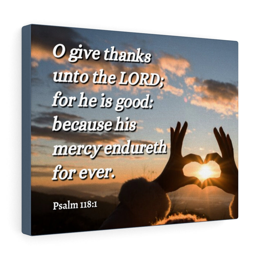 Trinx Give Thanks Psalm 118:1 Christian - Wrapped Canvas | Wayfair