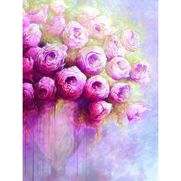 Wildon Home® Dripping Rose Painting - Wrapped Canvas Print | Wayfair