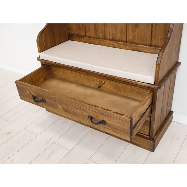 Three Posts Brundidge Pine Solid Wood Hall Tree with Bench and Shoe ...