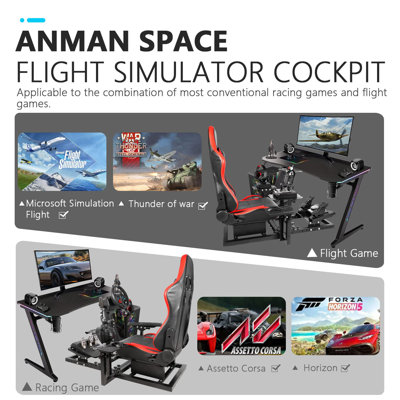 Anman Flight Simulator Cockpit With Racining Red Seat,NO Wheel Pedal ...