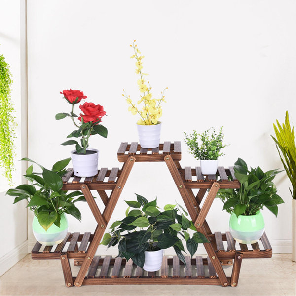 Arlmont & Co. Jadam Rectangular Multi-Tiered Solid Wood Plant Stand ...