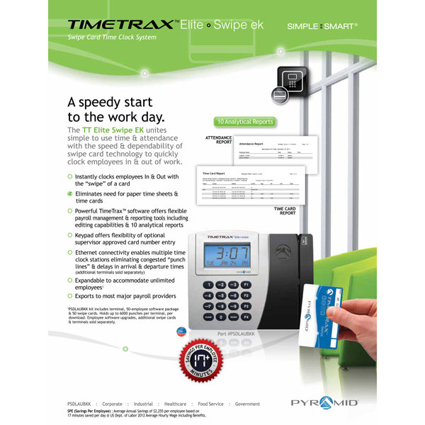 Pyramid TimeTrax Elite Swipe Card Time Clock System | Wayfair