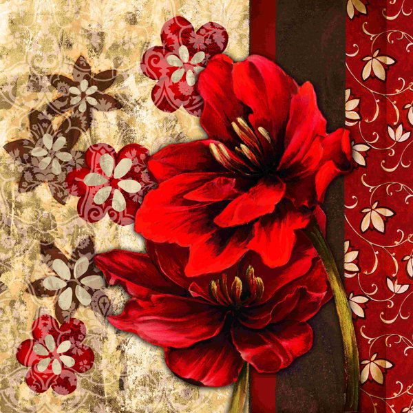 Winston Porter Red Flores - Wrapped Canvas Graphic Art | Wayfair