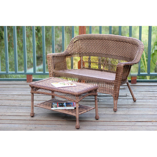 Rosecliff Heights Dane Wicker 2 - Person Outdoor Seating Group with ...