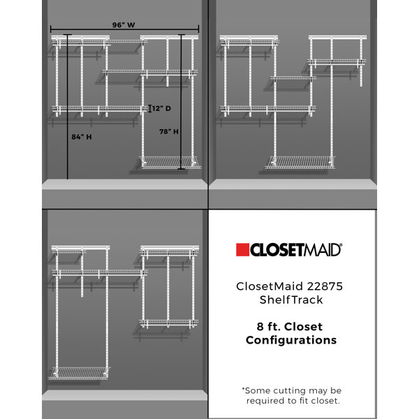 ClosetMaid ShelfTrack 60" W - 96" W Closet System Starter Kit & Reviews ...