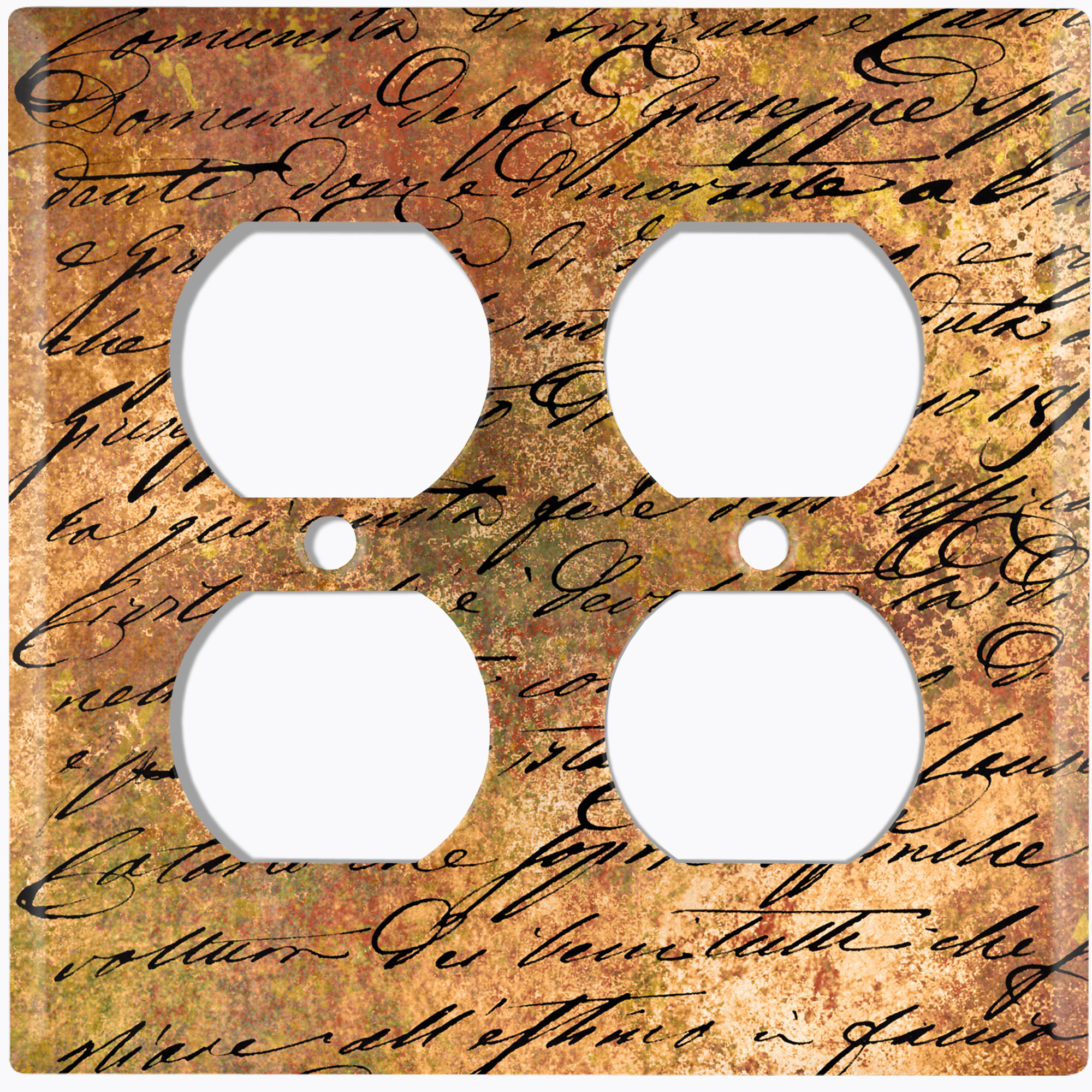 WorldAcc Orange Tan Letter Writing 2-Gang Duplex Outlet Wall Plate ...