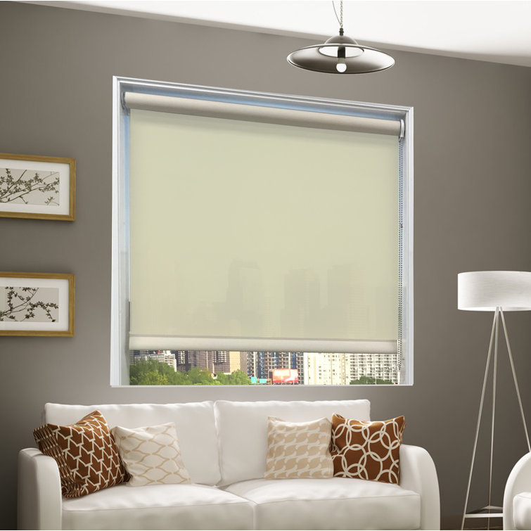 Symple Stuff Privacy Room Darkening Beige Roller Shade | Wayfair