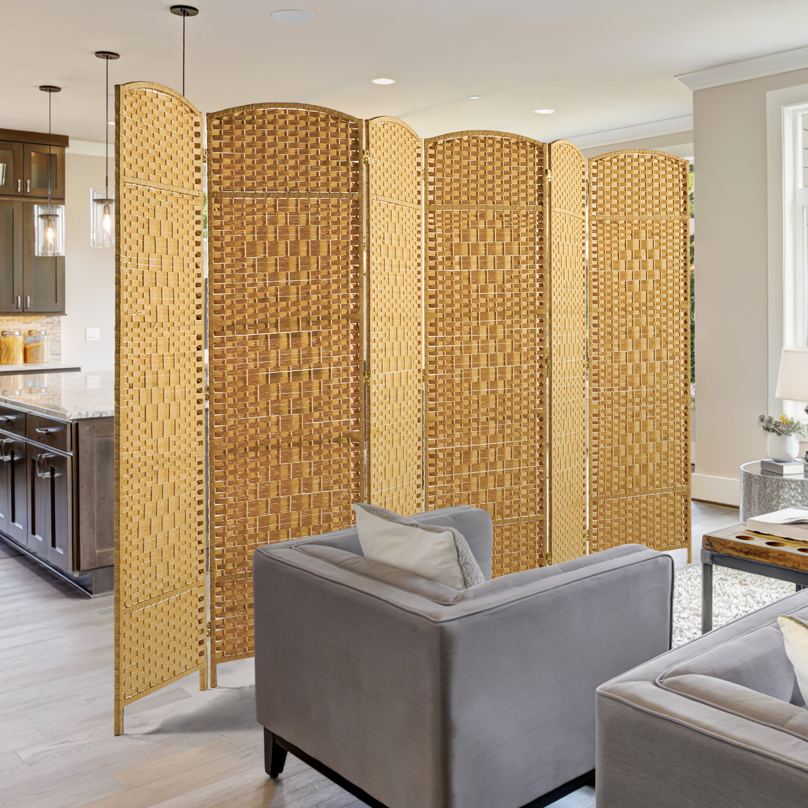 Bay Isle Home Daveigh 118'' W x 71.3'' H 6 - Panel Bamboo/Rattan ...