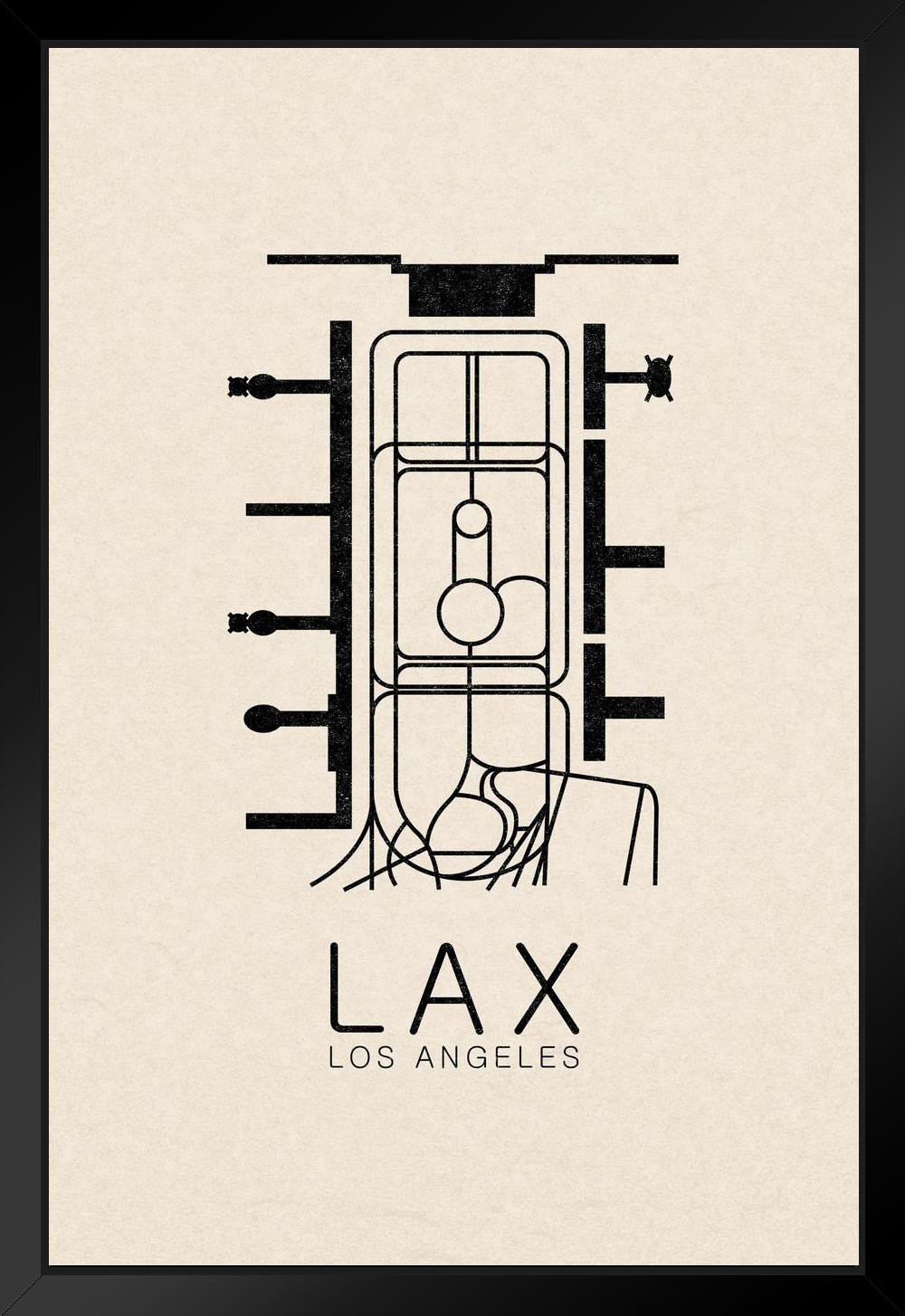 17 Stories LAX Los Angeles Airport Map Art Cool Wall Decor Black Wood ...