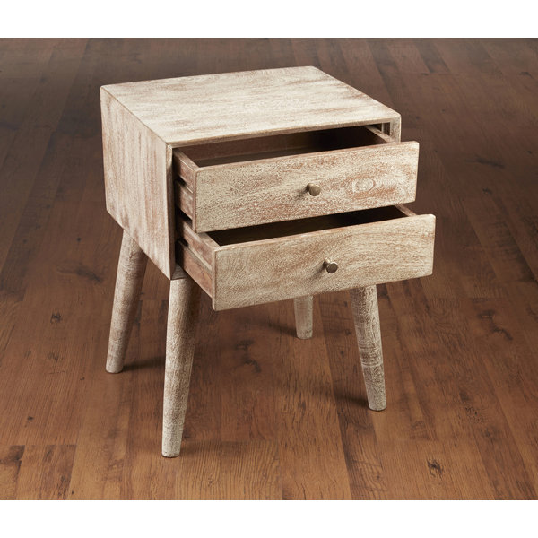AA Importing 25'' Tall Solid Wood 2 - Drawer End Table | Wayfair