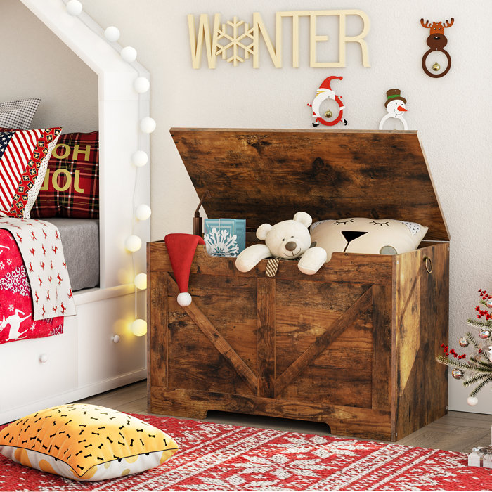 Loon Peak® Cadesha Kids Toy Box Wooden Storage Chest With Safety Hinge ...