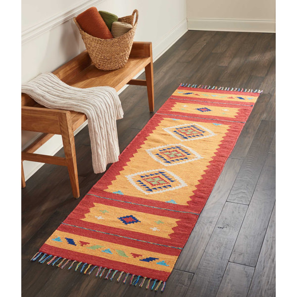 Foundry Select Brumbley Handmade Hand Loomed Orange/Red Rug | Wayfair