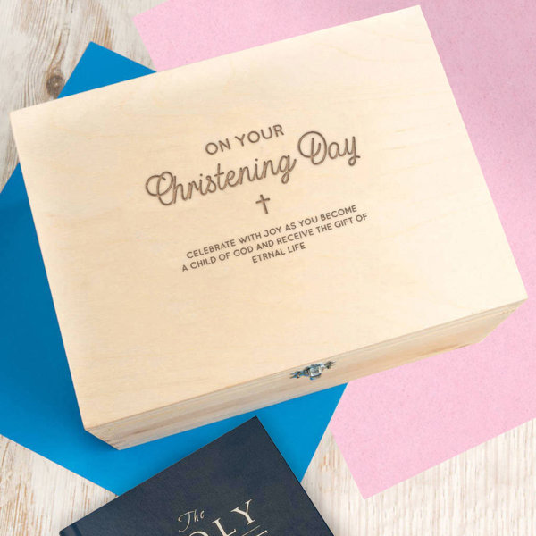 Maturi Alford Engraved Wooden Christening Memory Box for Storing ...