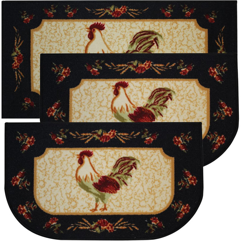 Rosalind Wheeler Alihan Rooster 3 Piece Kitchen Mat Set | Wayfair