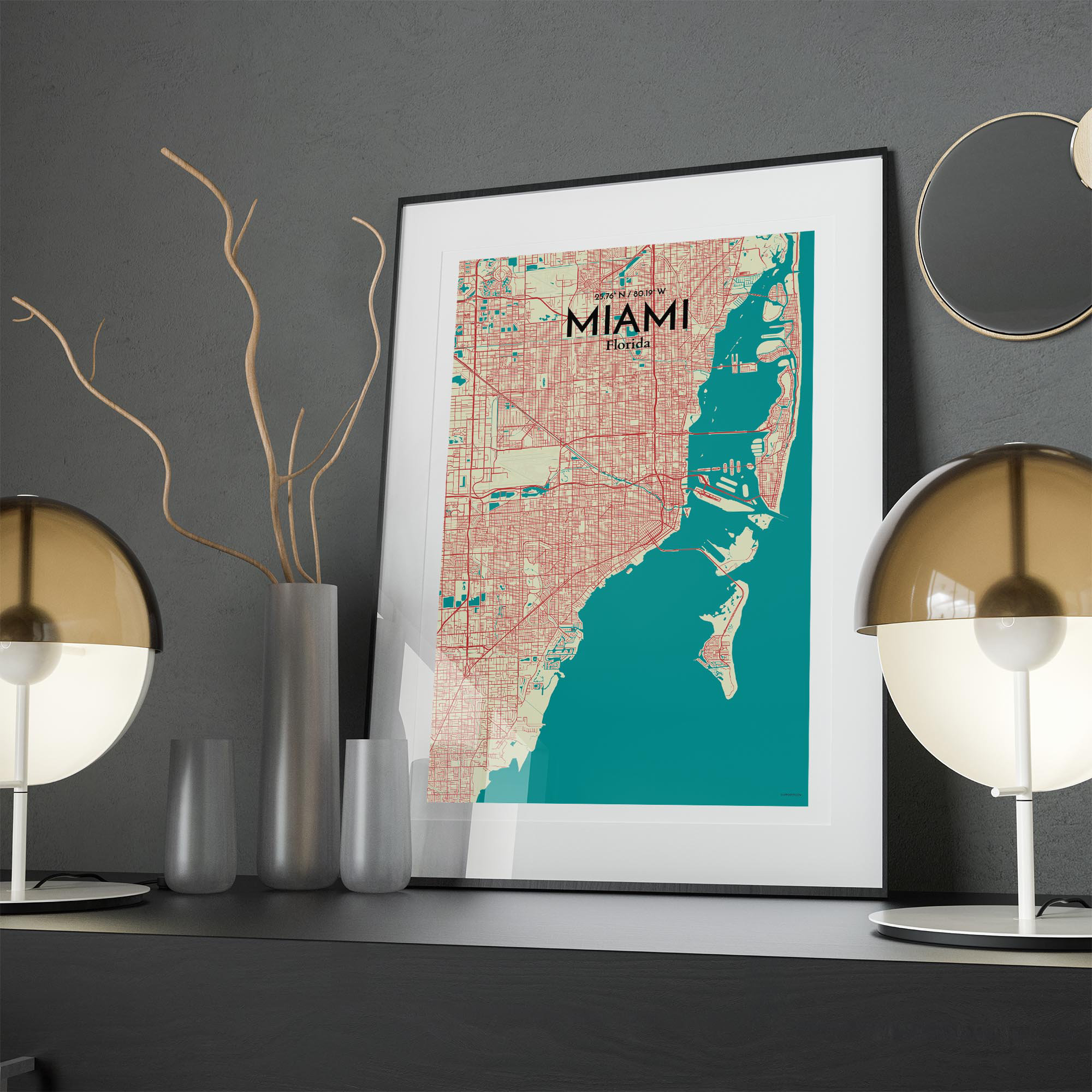 Wrought Studio Miami City Map - Unframed Graphic Art | Wayfair