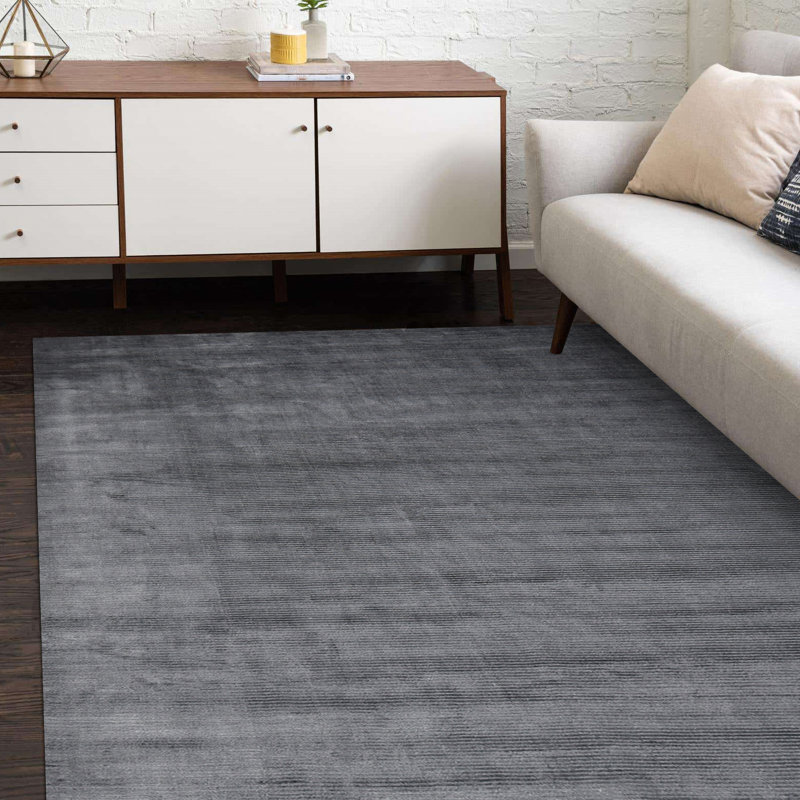 Latitude Run® Cordi Hand-Knotted Wool Area Rug in Dark Gray & Reviews ...