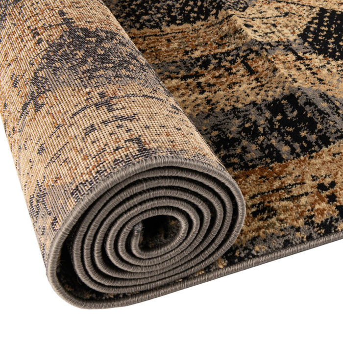 17 Stories Performance Brown/Gray Rug | Wayfair