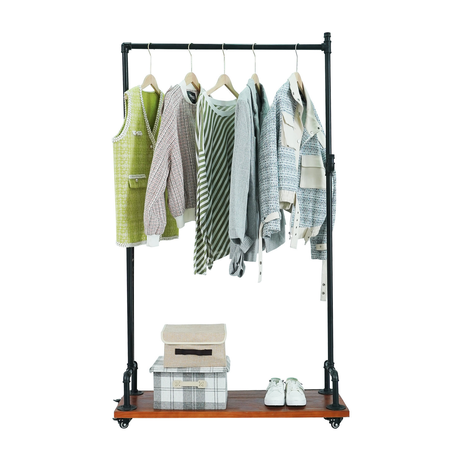 Williston Forge Industrial Style Clothes Garment Rack On Wheels, Heavy ...