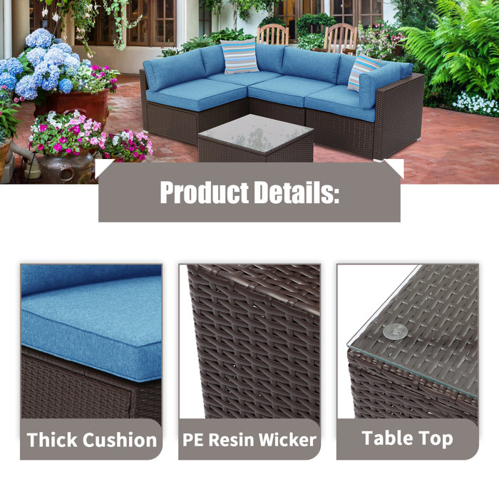 Orren Ellis Ahull Polyethylene (PE) Wicker 4 - Person Seating Group ...