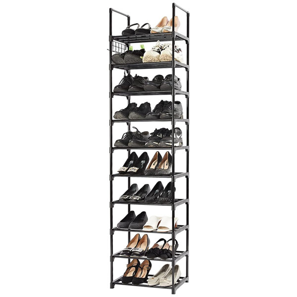 Rebrilliant 24 Pairs Black Metal Shoe Rack | Wayfair