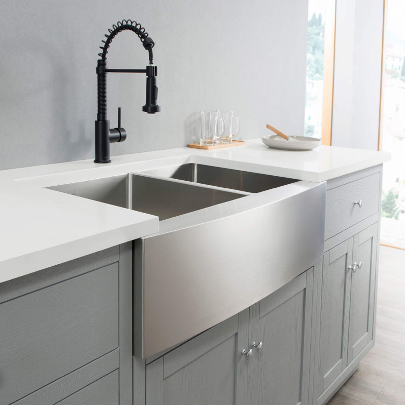 KIBI USA KIBI 22'' W Double Bowl Stainless Steel Kitchen Sink & Reviews ...