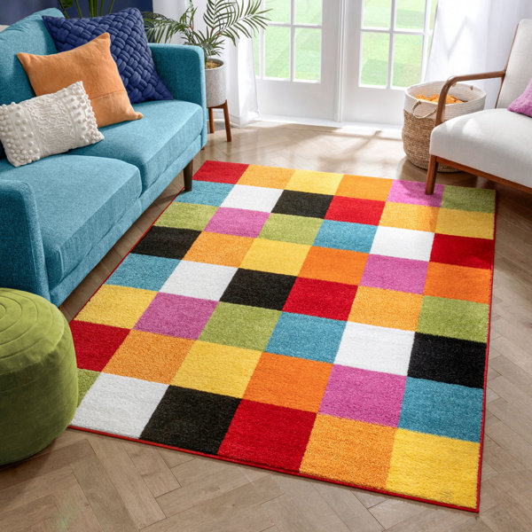 Isabelle & Max™ Bright Squared Geometric Red/Blue/Yellow Kids Area Rug ...