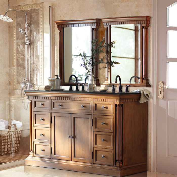 Canora Grey Stylish Double Vanity Set With Faux Marble Countertop And ...