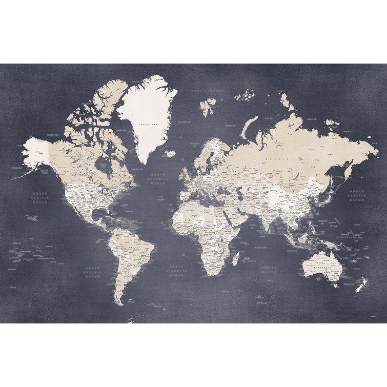 Home Magnetics Framed World Magnetic Map in Earth Tones & Reviews | Wayfair