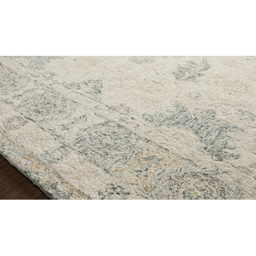 Aden Handmade Wool Ivory/Teal/Goldish/Green Rug & Reviews | Birch Lane