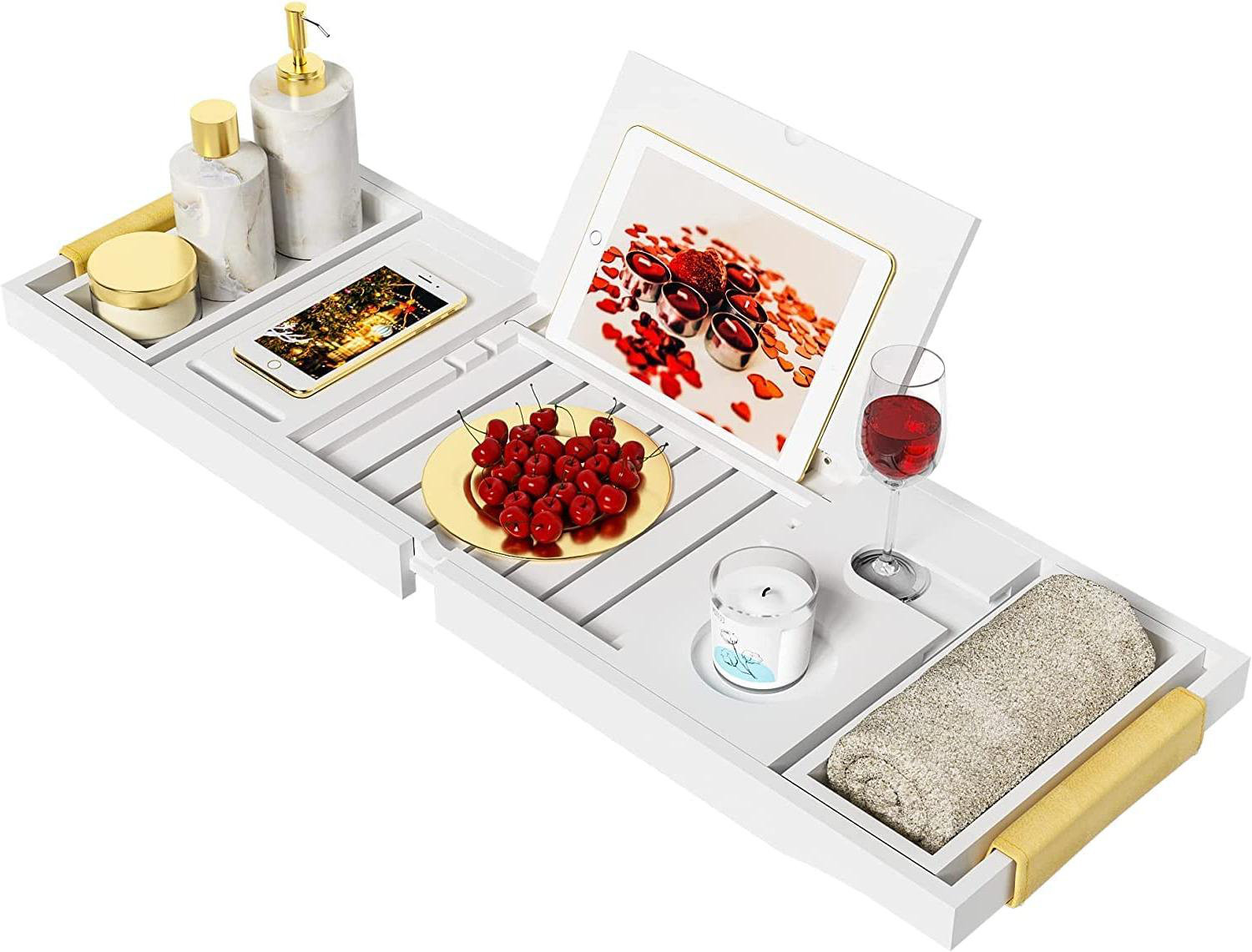 Latitude Run® Larod Free-standing Bamboo Bath Caddy | Wayfair