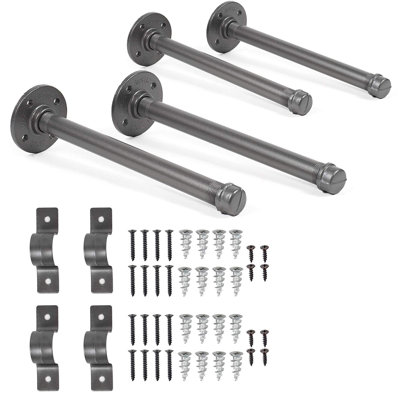 Millwood Pines Set of 4 Pipe Decor Industrial Shelf Brackets 3/4 Inch ...